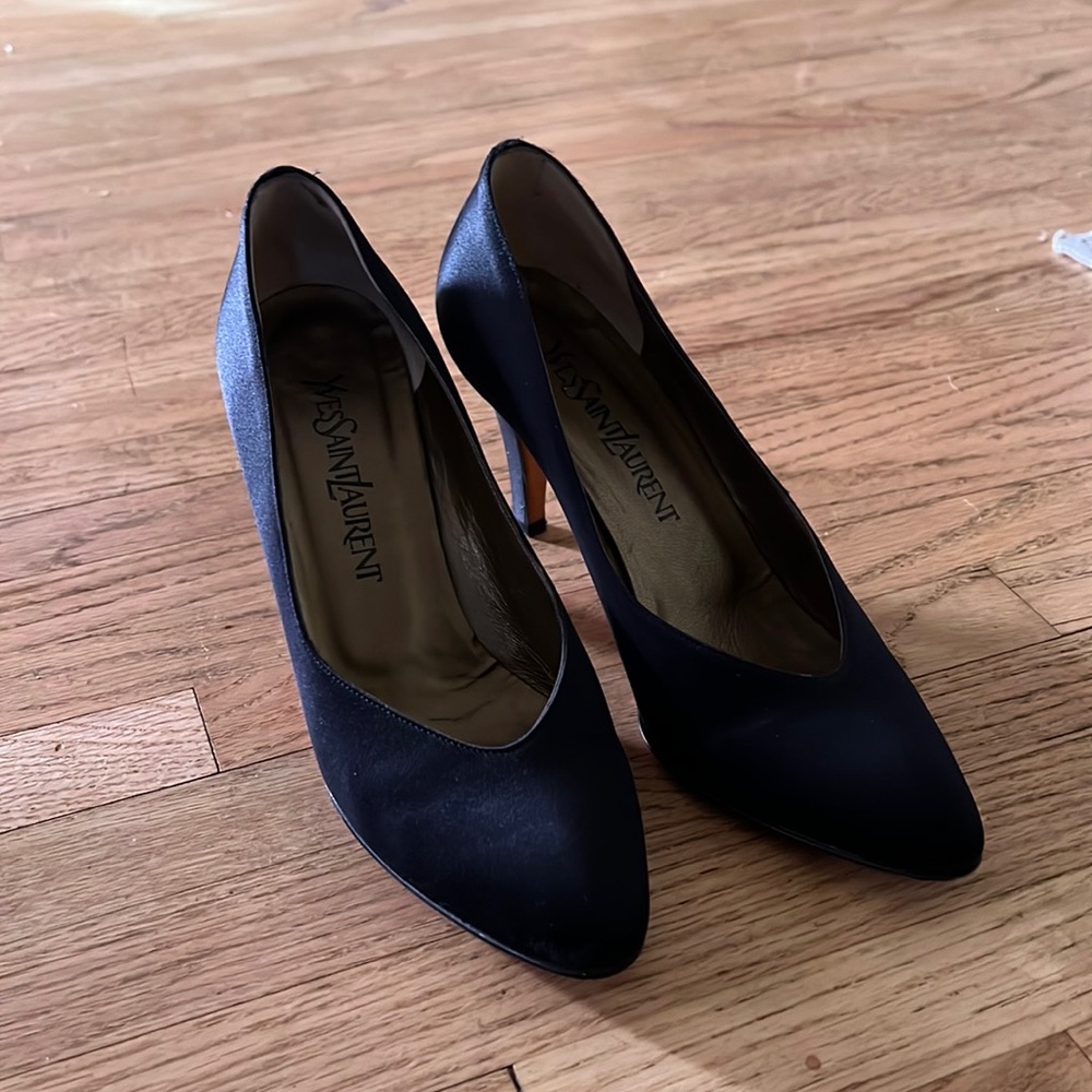 Vintage Ysl Black Satin Pumps - Gem
